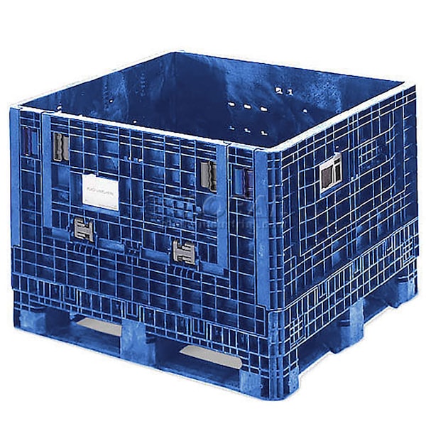 Orbis BulkPak Folding Bulk Shipping Container, 48 x 45 x 34, 1800 lb Capacity, Blue HDMP4845-34 ...